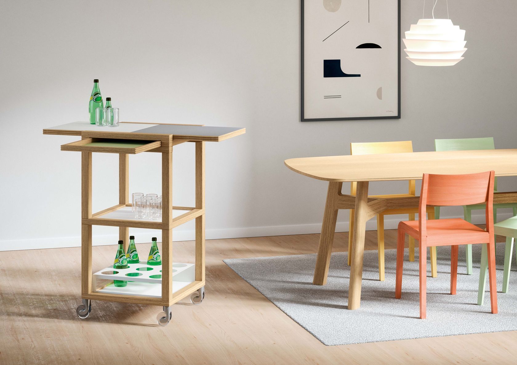 Kitchen trolley LEBAR By SCULPTURES JEUX design Bernard Vuarnesson