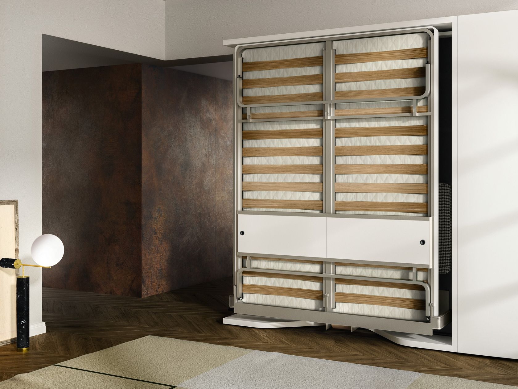 Storage wall with fold-away bed LGM By CLEI design Pierluigi Colombo