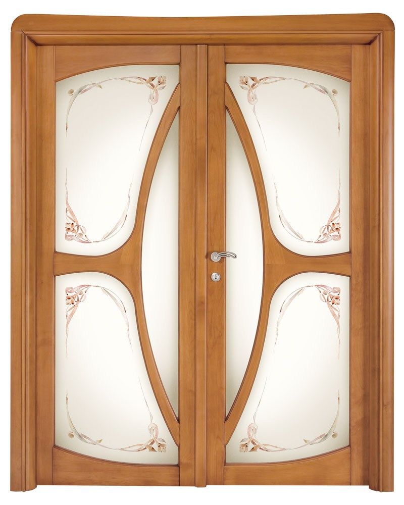 LIBERTY Porta in legno massello e vetro con sopraluce e fianchi-luce By ...