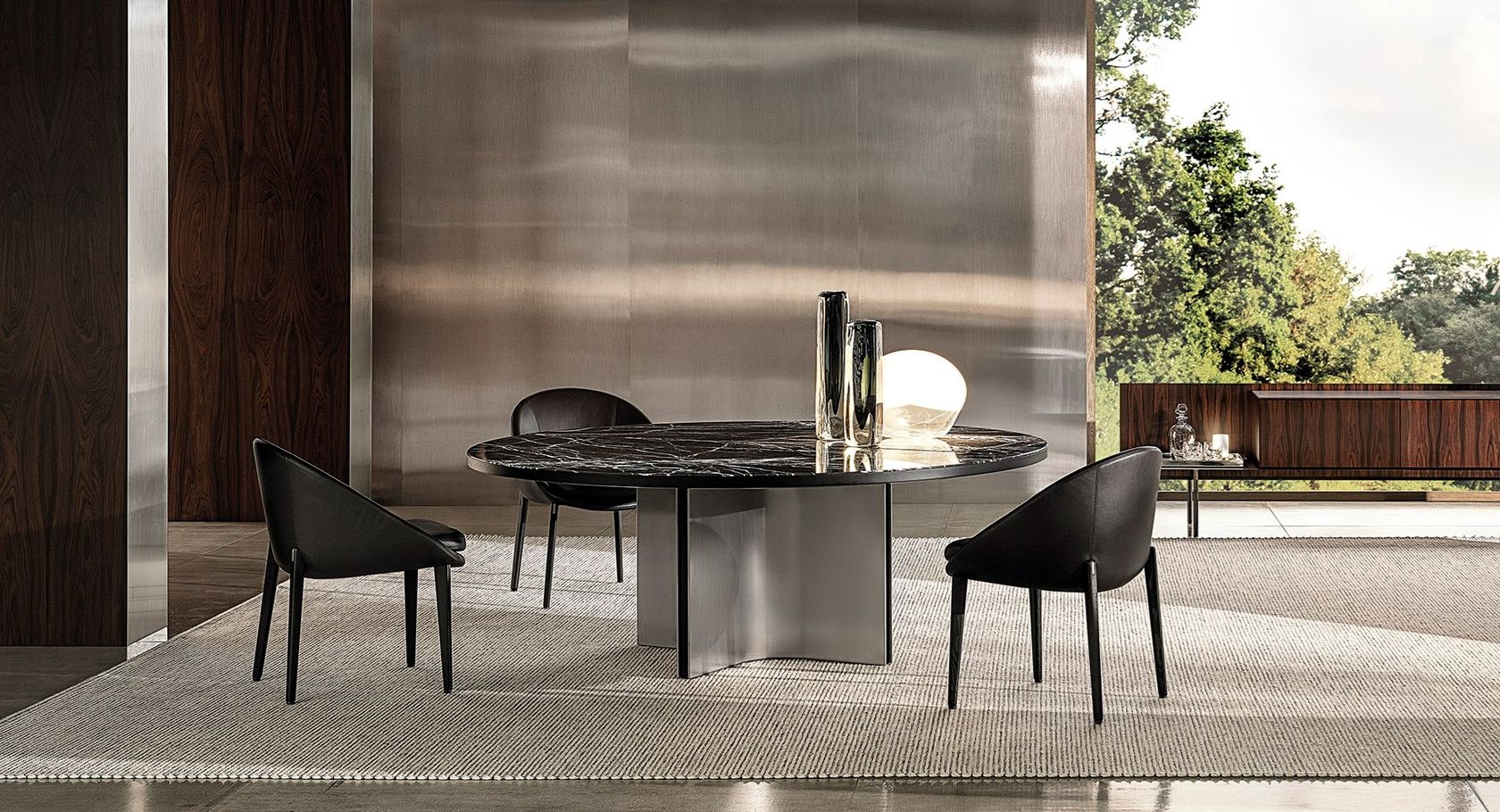 LIDO Upholstered fabric chair with armrests By Minotti | design GamFratesi
