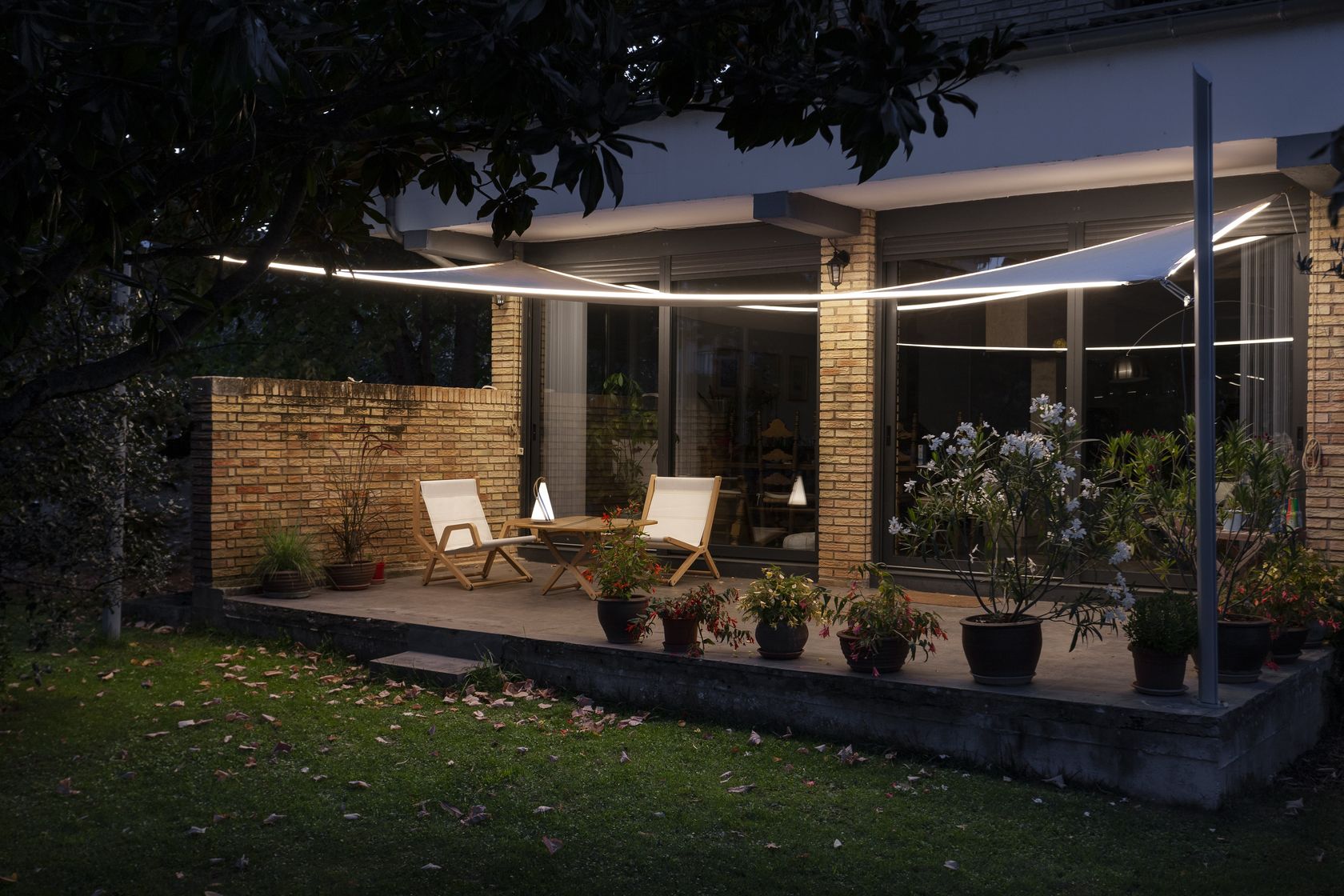 LIGHT SAIL Recovered sail shade sail with integrated lighting By DVELAS