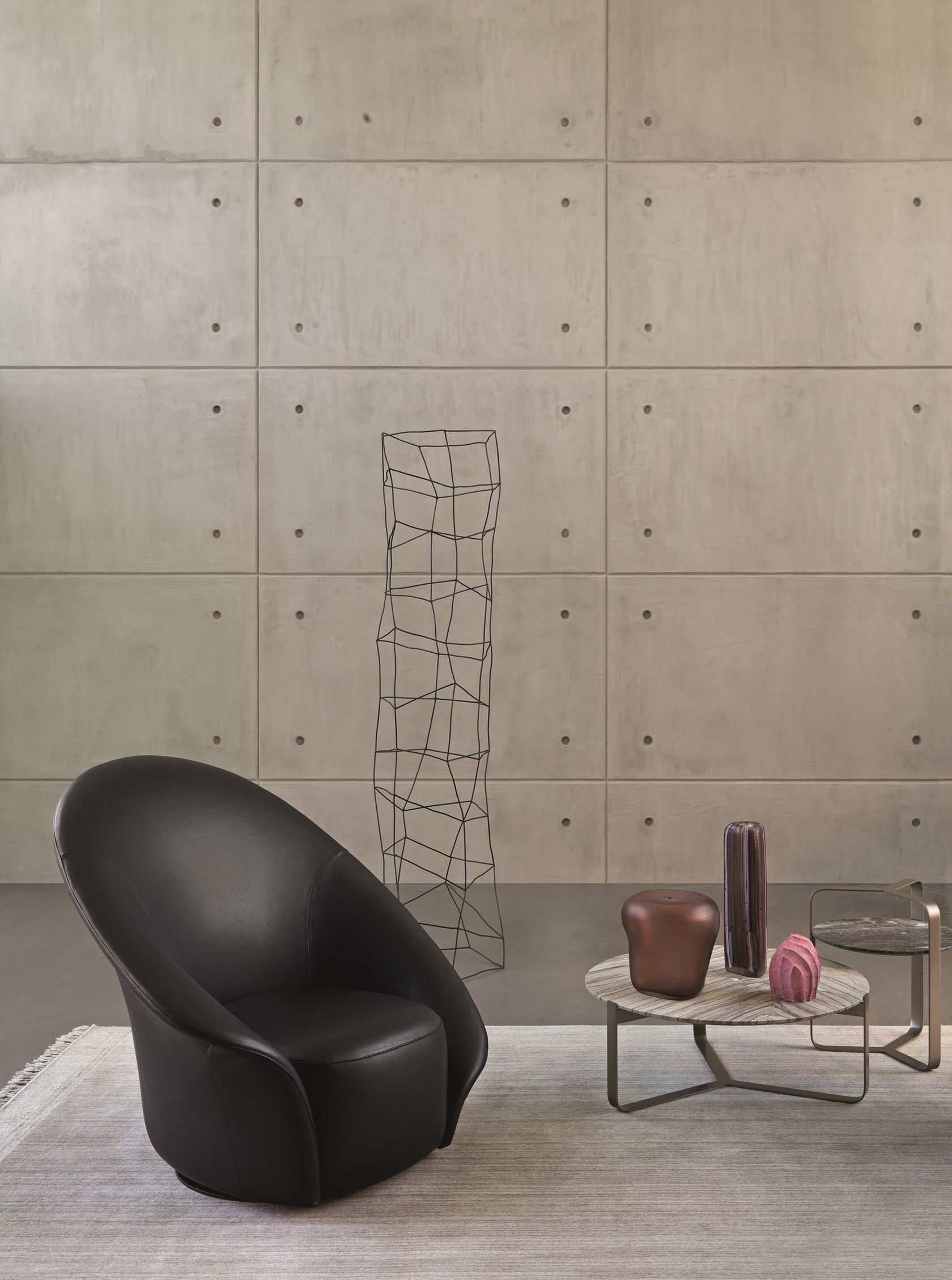 LILIA Swivel upholstered easy chair By Flou