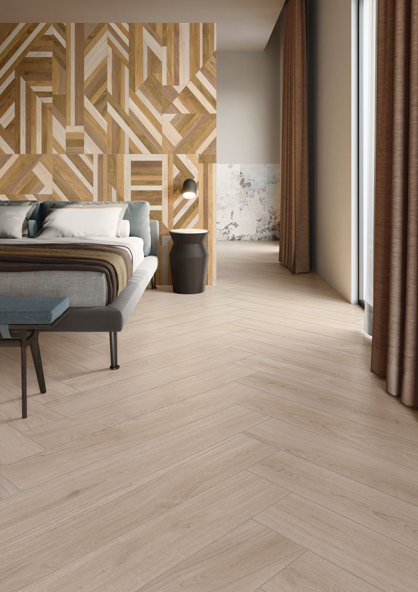 Full-body porcelain stoneware wall/floor tiles with wood effect LINEO ...