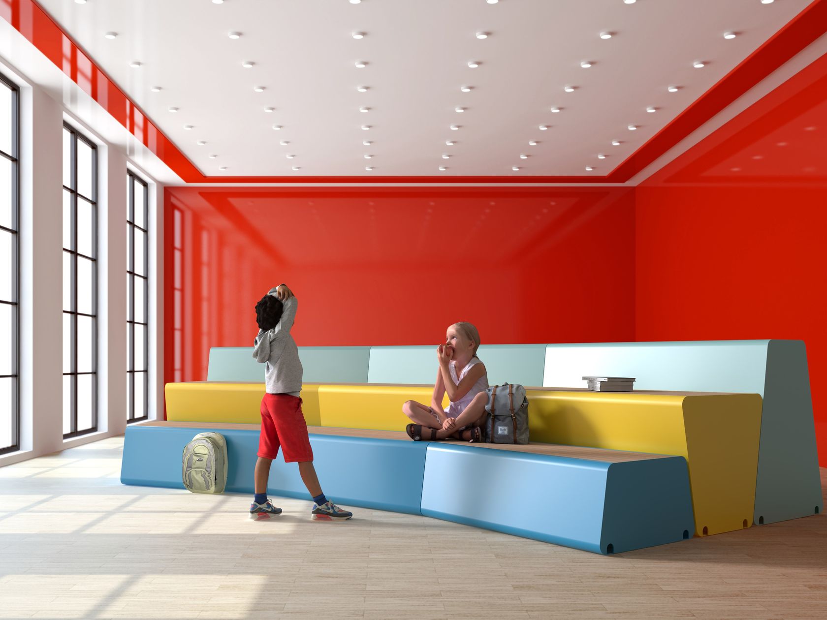 Modular steel and wood amphitheater LINGOTTO By Punto Design design ...