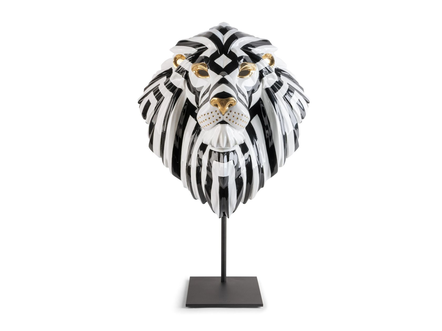 LION MASK (BLACK AND GOLD) decorative object By Lladró