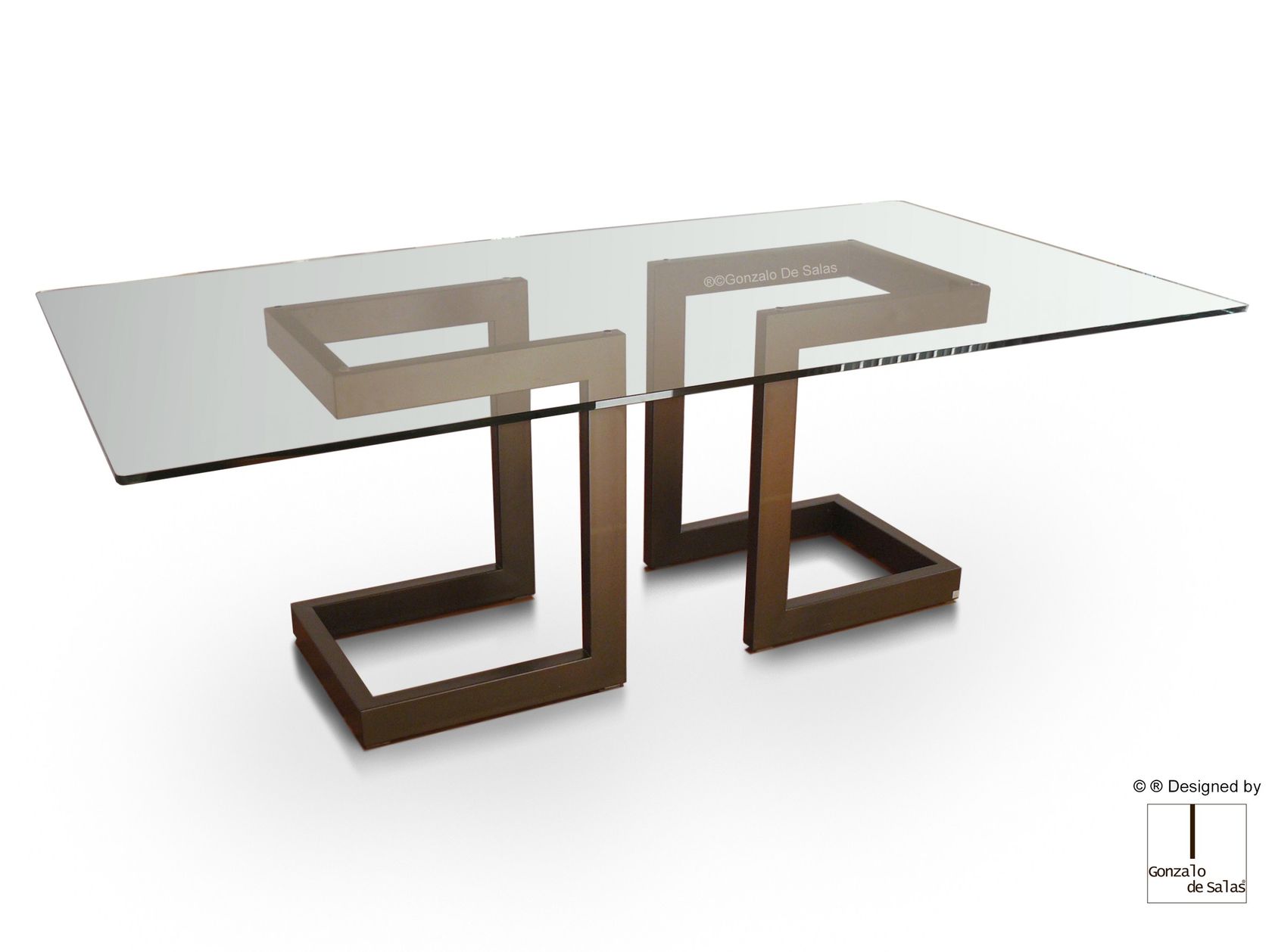 LISA Rectangular glass and iron dining table By Gonzalo De Salas