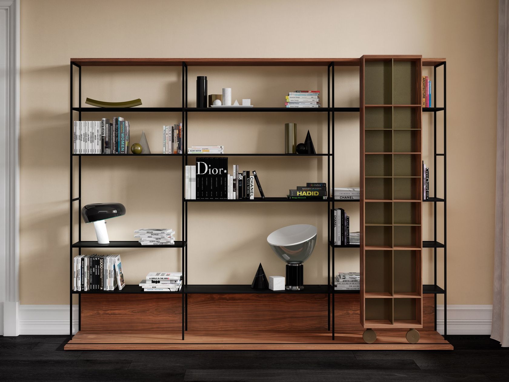 LITERATURA OPEN Open wooden bookcase with casters By Punt | design ...