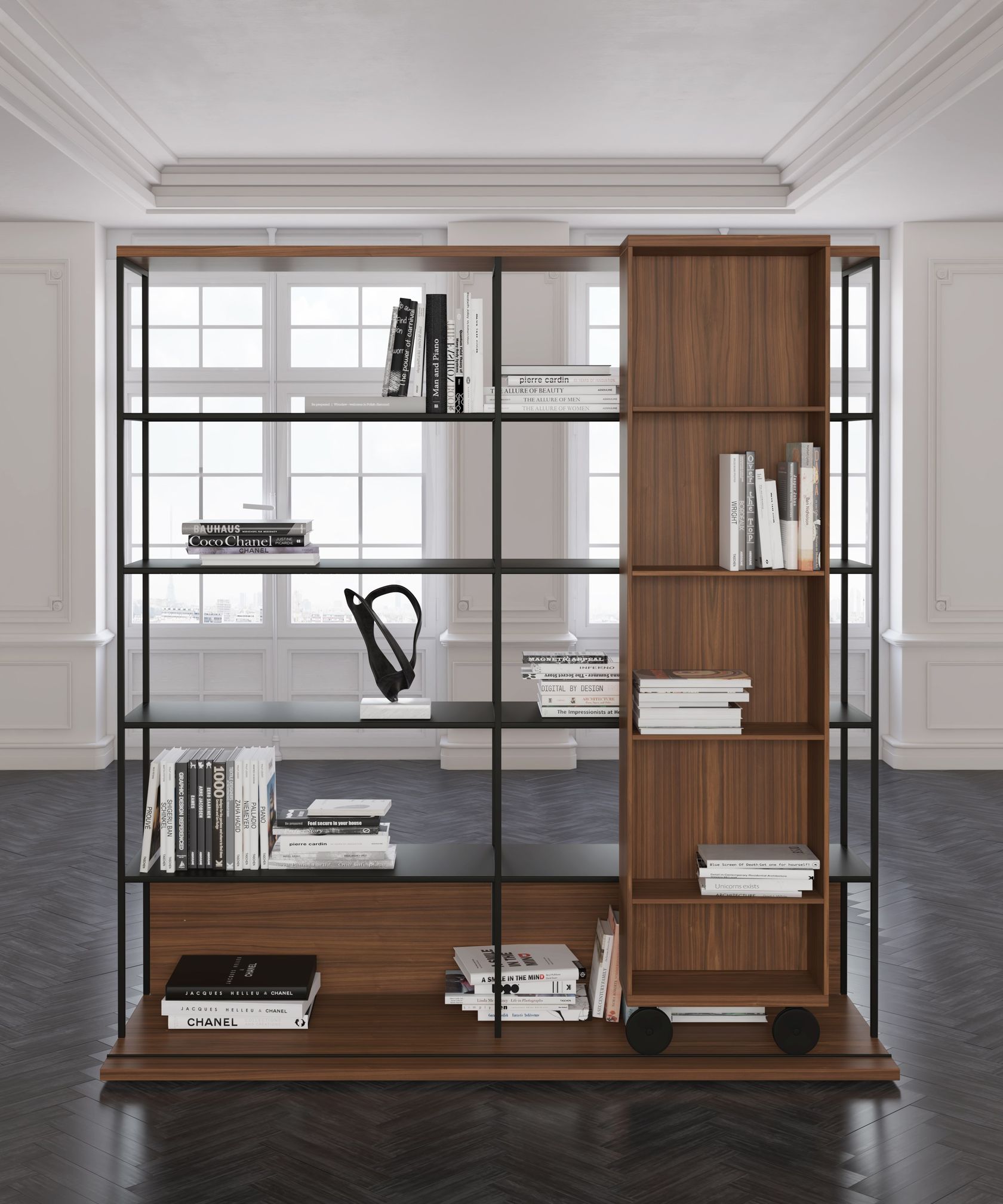 LITERATURA OPEN Open wooden bookcase with casters By Punt | design ...