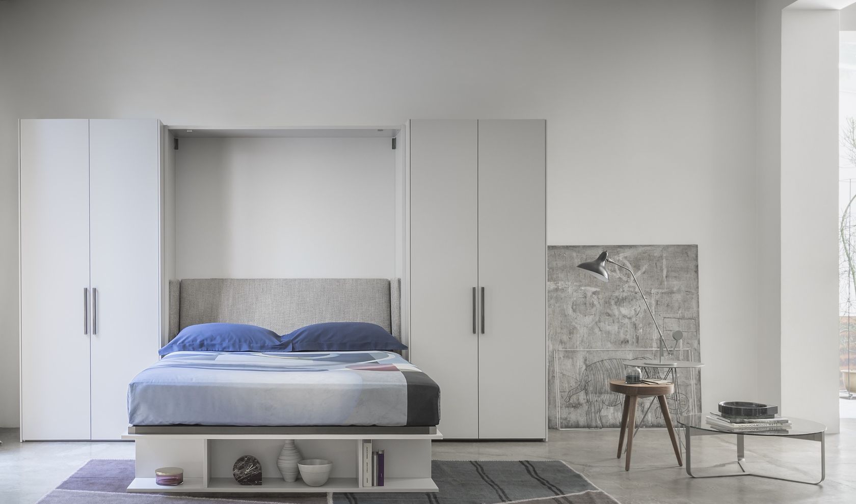 Storage wall with fold-away bed LONDON BRIDGE By Flou design Giulio Manzoni