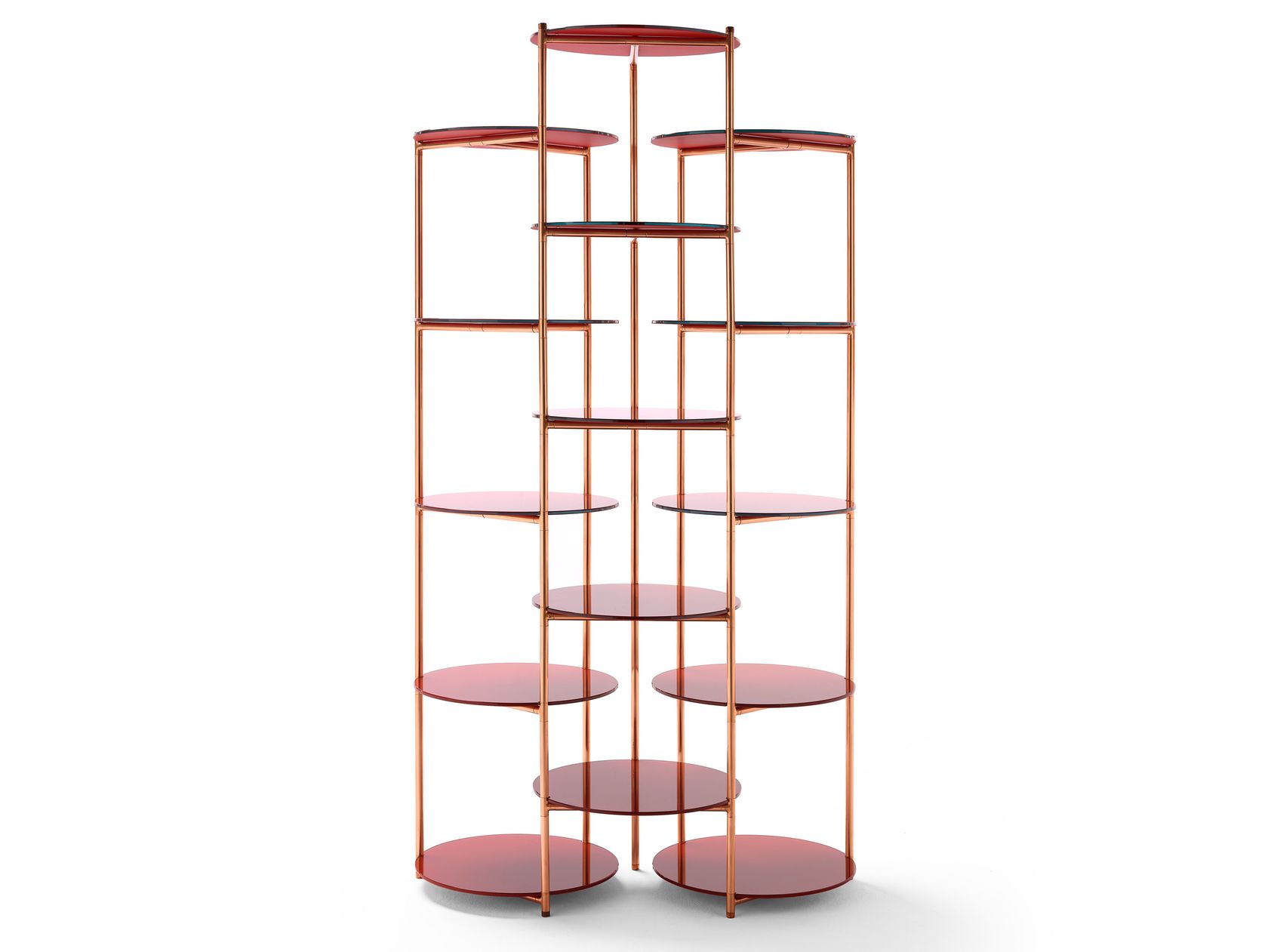 LONG PLAYING Open copper bookcase with glass shelves By EPÒNIMO ...