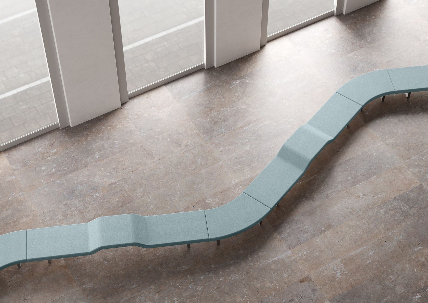 Round upholstered bench LONGWAY H By Segis design Bartoli Design