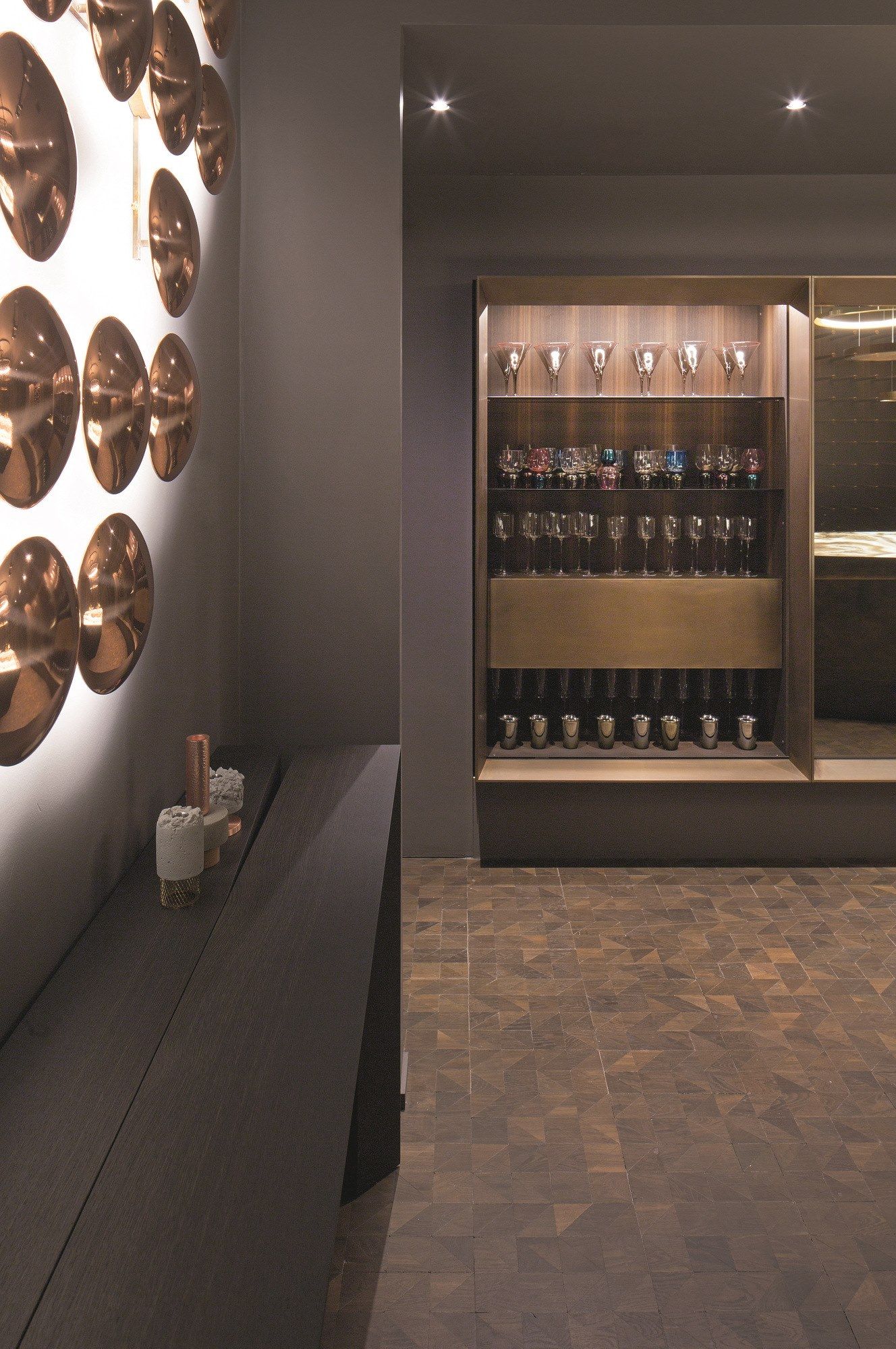 Solid wood bar cabinet LOOM SYSTEM By Henge design Massimo Castagna