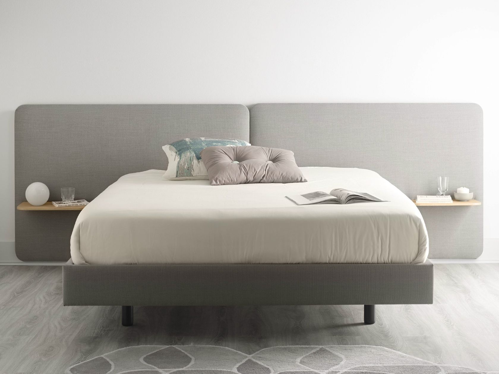 LOTA Fabric double bed with upholstered headboard By TREKU | design ...