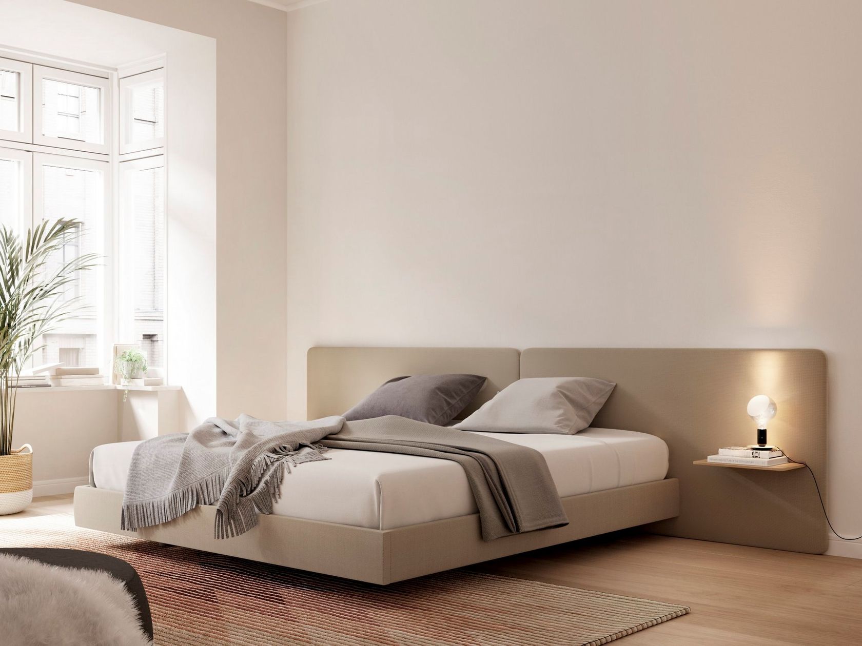 LOTA Fabric double bed with upholstered headboard By TREKU | design ...