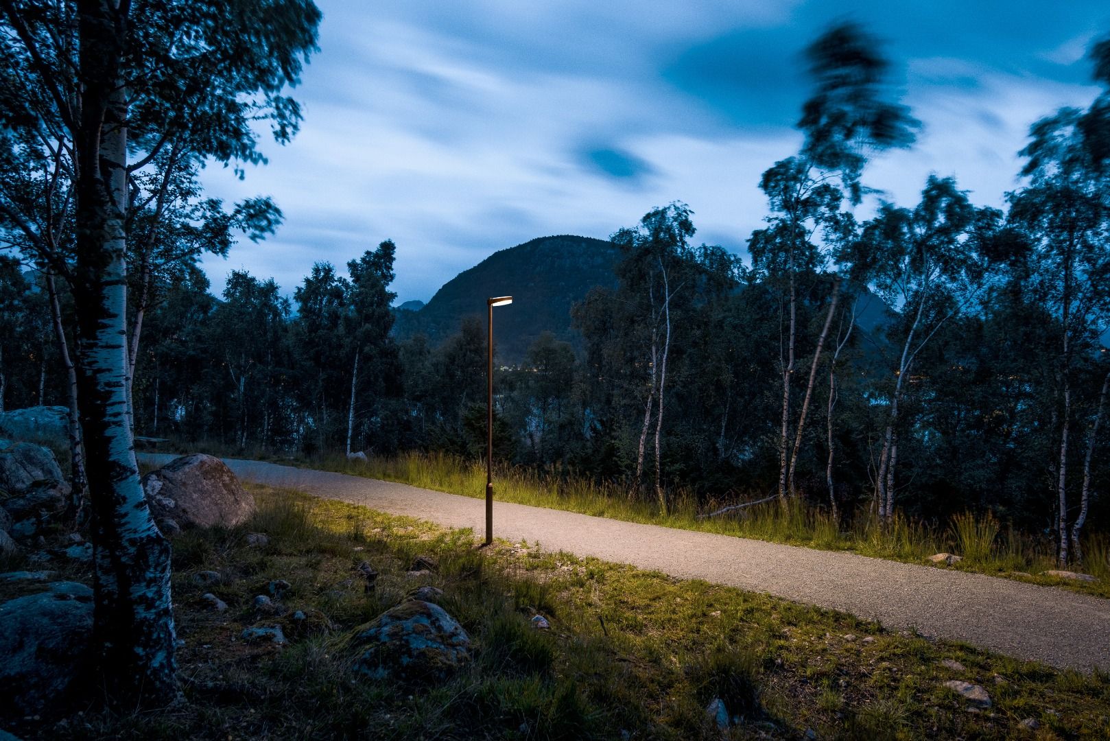 LP CAPSULE LED street lamp on pole By Louis Poulsen | design Henning Larsen