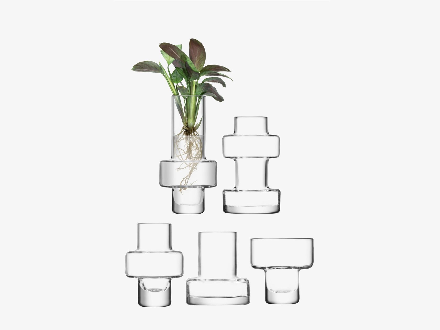 METROPOLE FIVE MINI VASE SET Set of blown and recycled glass vase By LSA