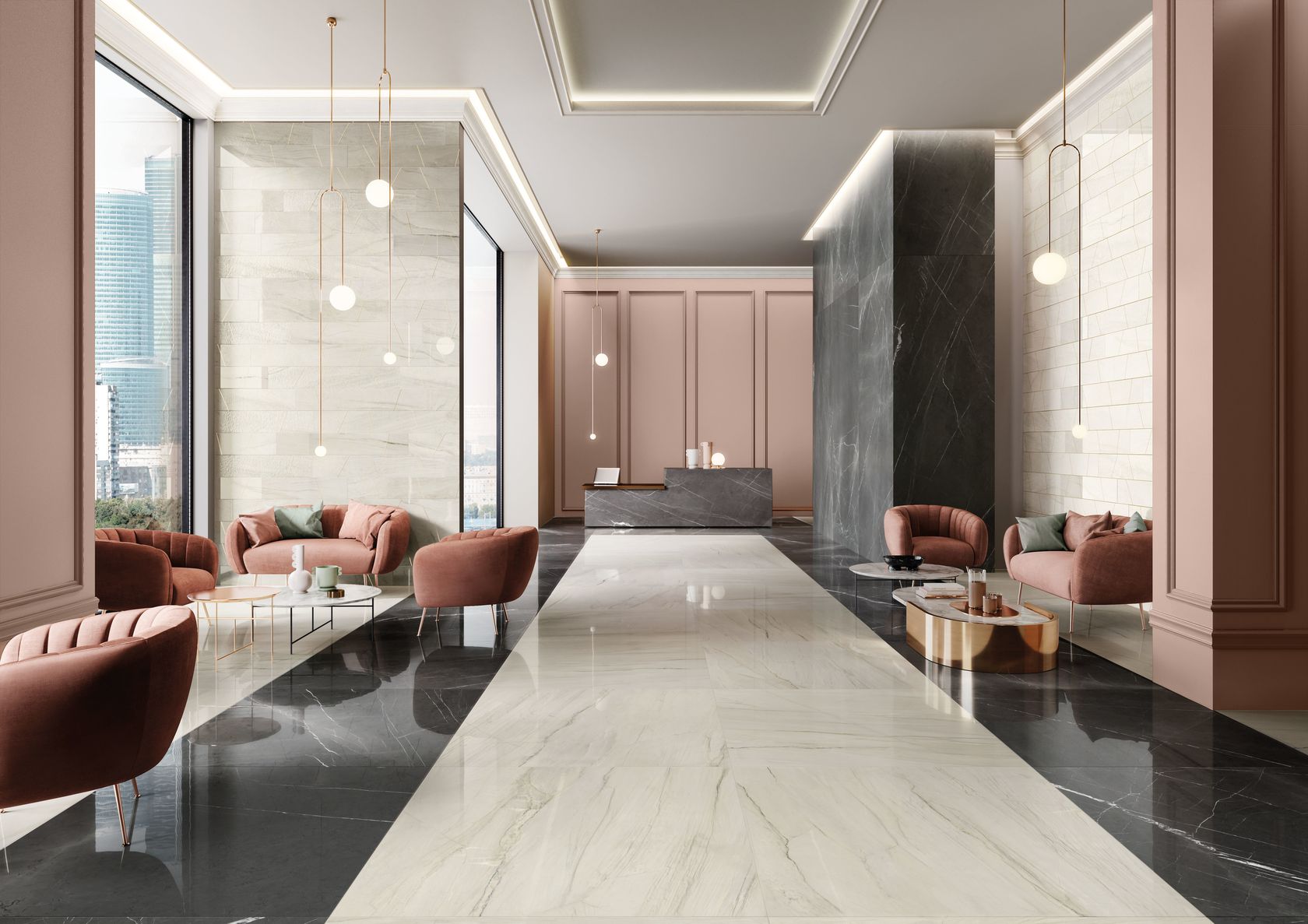 Revêtement de sol en grès cérame effet marbre LUX EXPERIENCE CALACATTA MONT BLANC Collection Lux ...