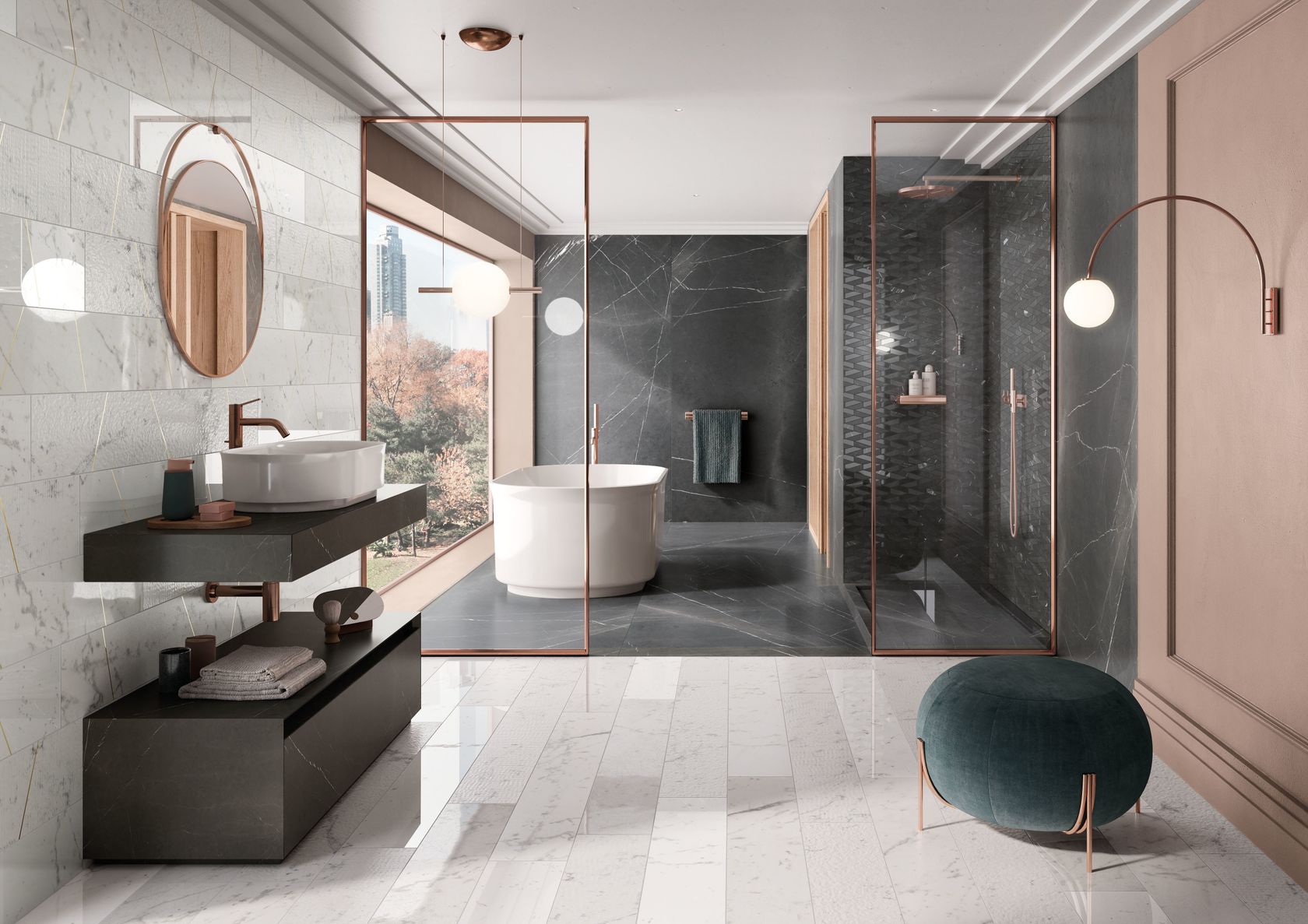 LUX EXPERIENCE PIETRA GREY Porcelain stoneware wall/floor tiles with ...