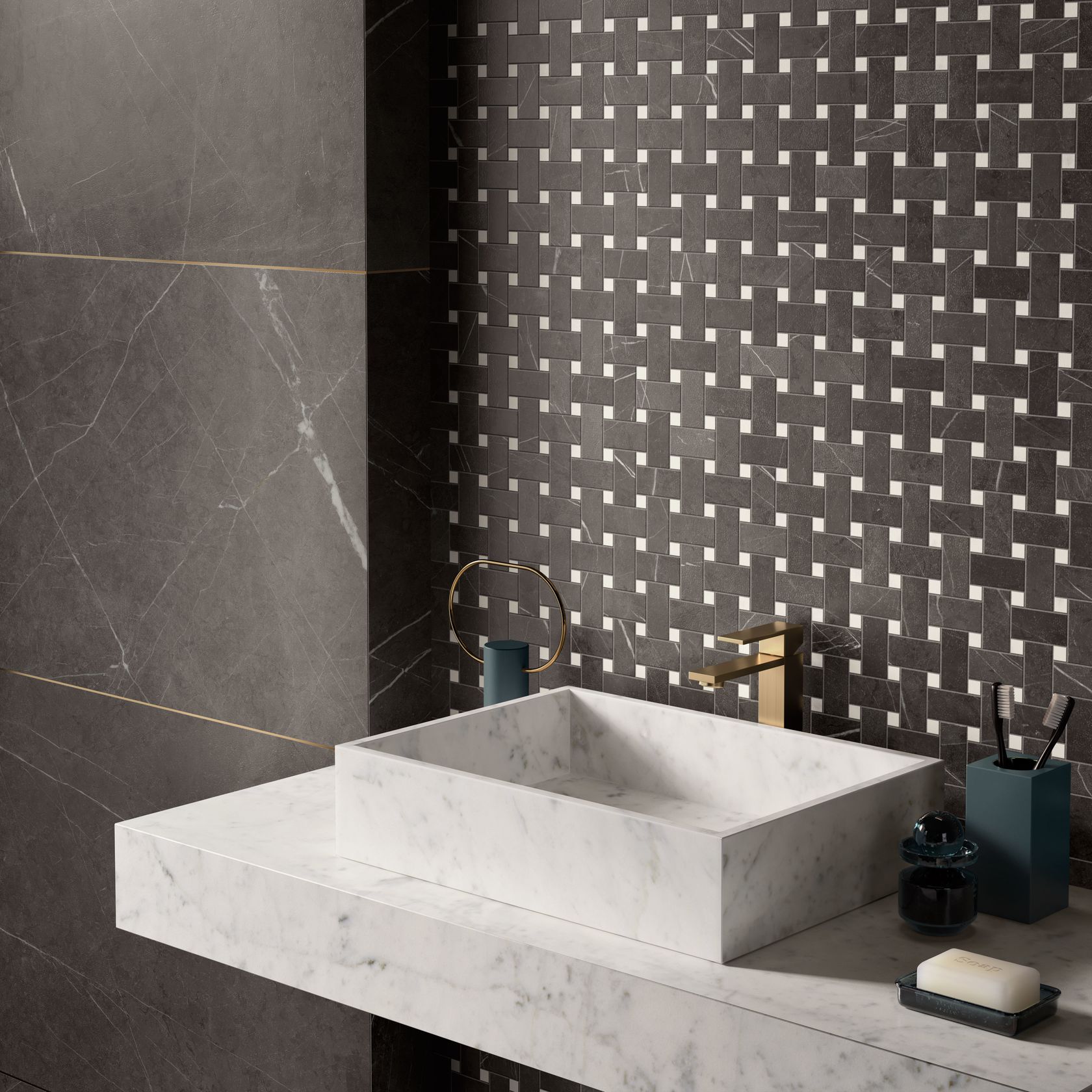 LUX EXPERIENCE PIETRA GREY Porcelain stoneware wall/floor tiles with ...