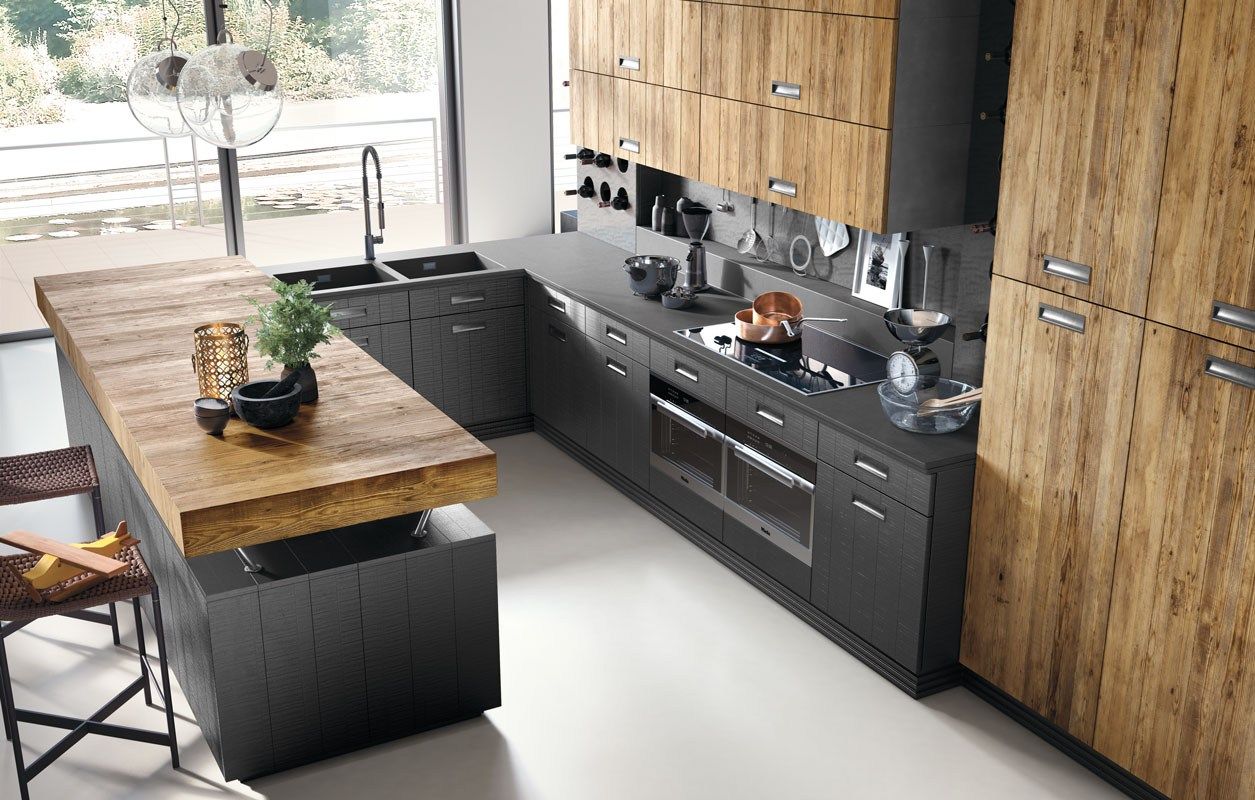 Contemporary style fitted kitchen with island with handles Lab 40 ...