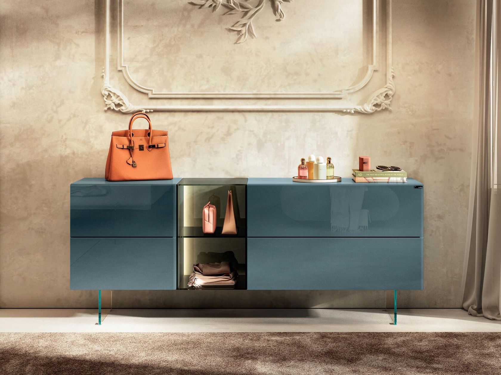 36E8 GLASS 1904 Glass chest of drawers By Lago | design Daniele Lago