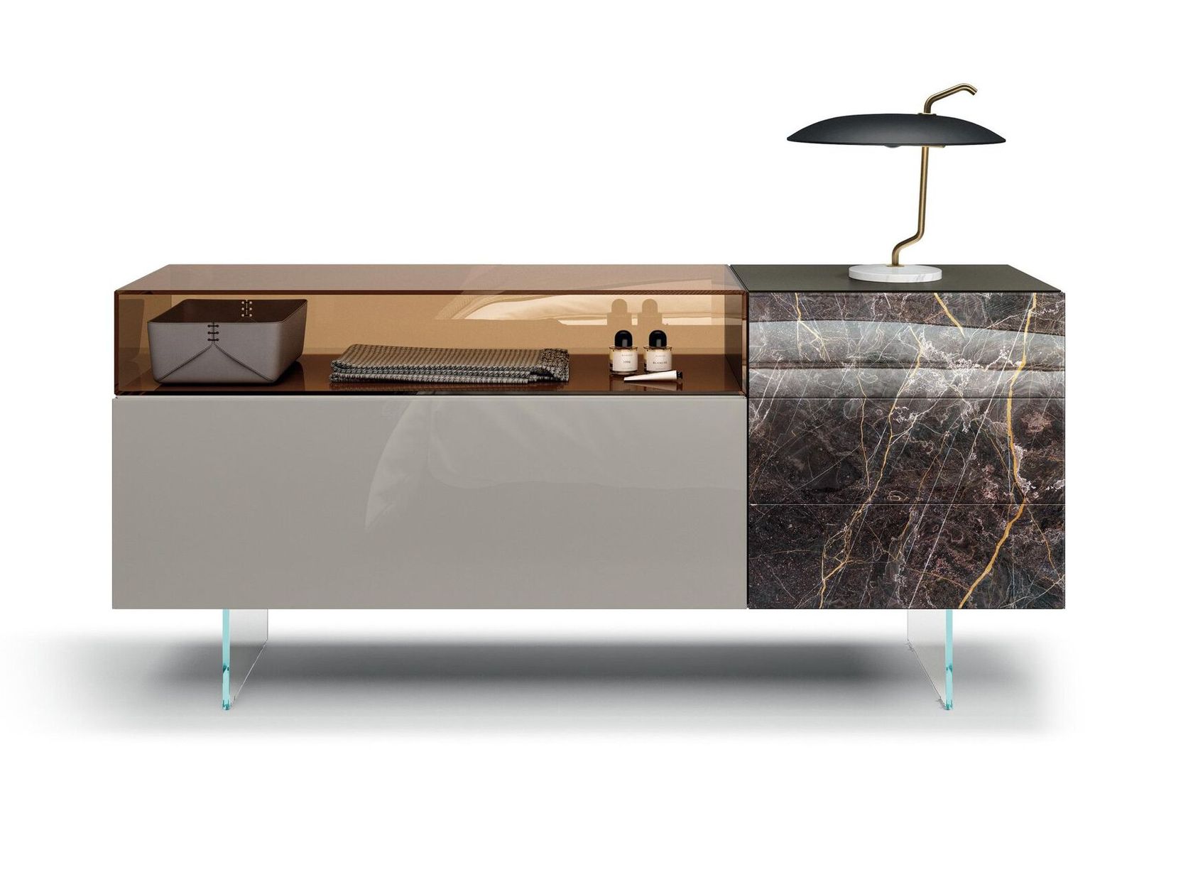 36E8 GLASS - 2623 Glass chest of drawers By Lago