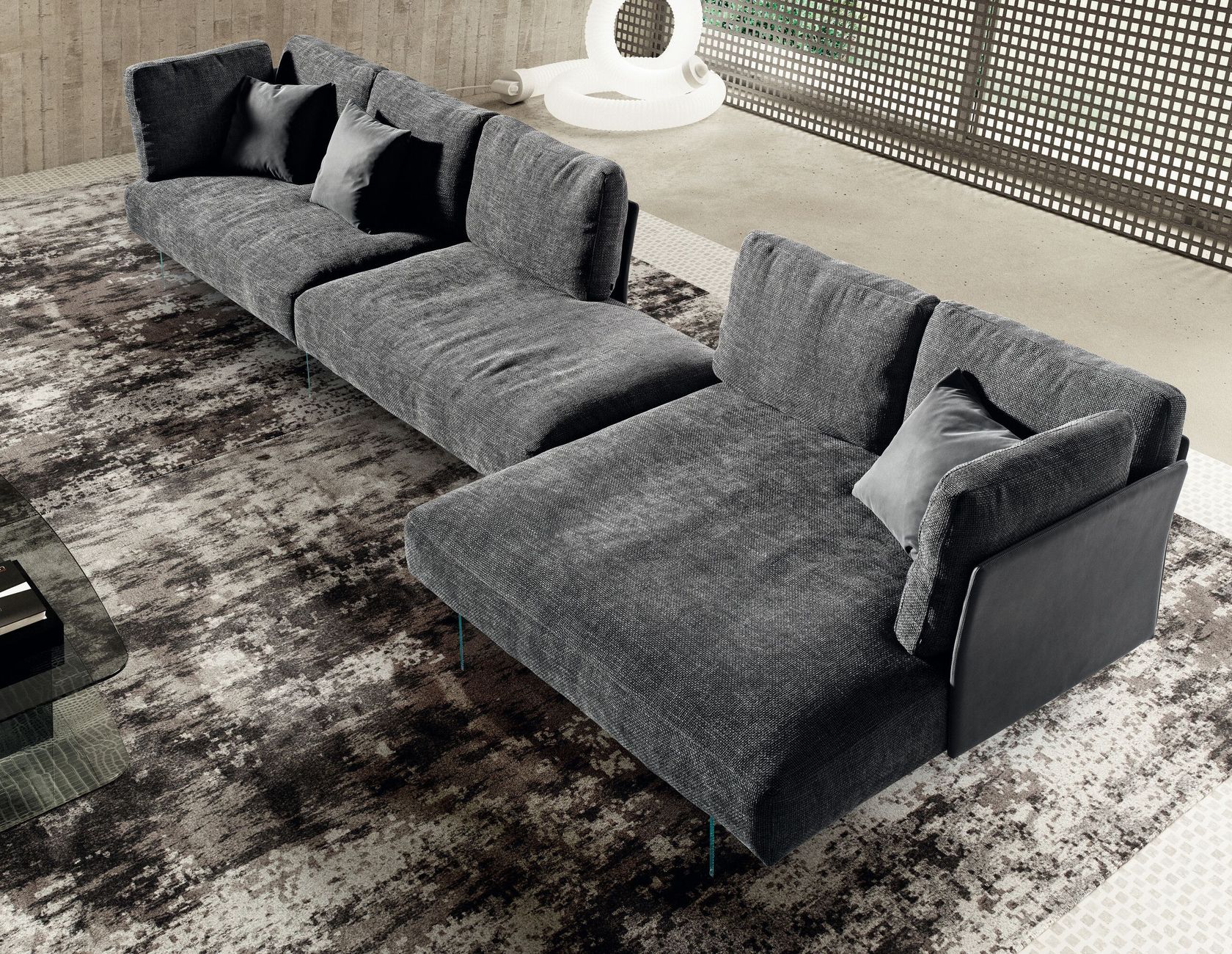 AIR SLIM - 2614 Sectional fabric sofa By Lago | design Daniele Lago