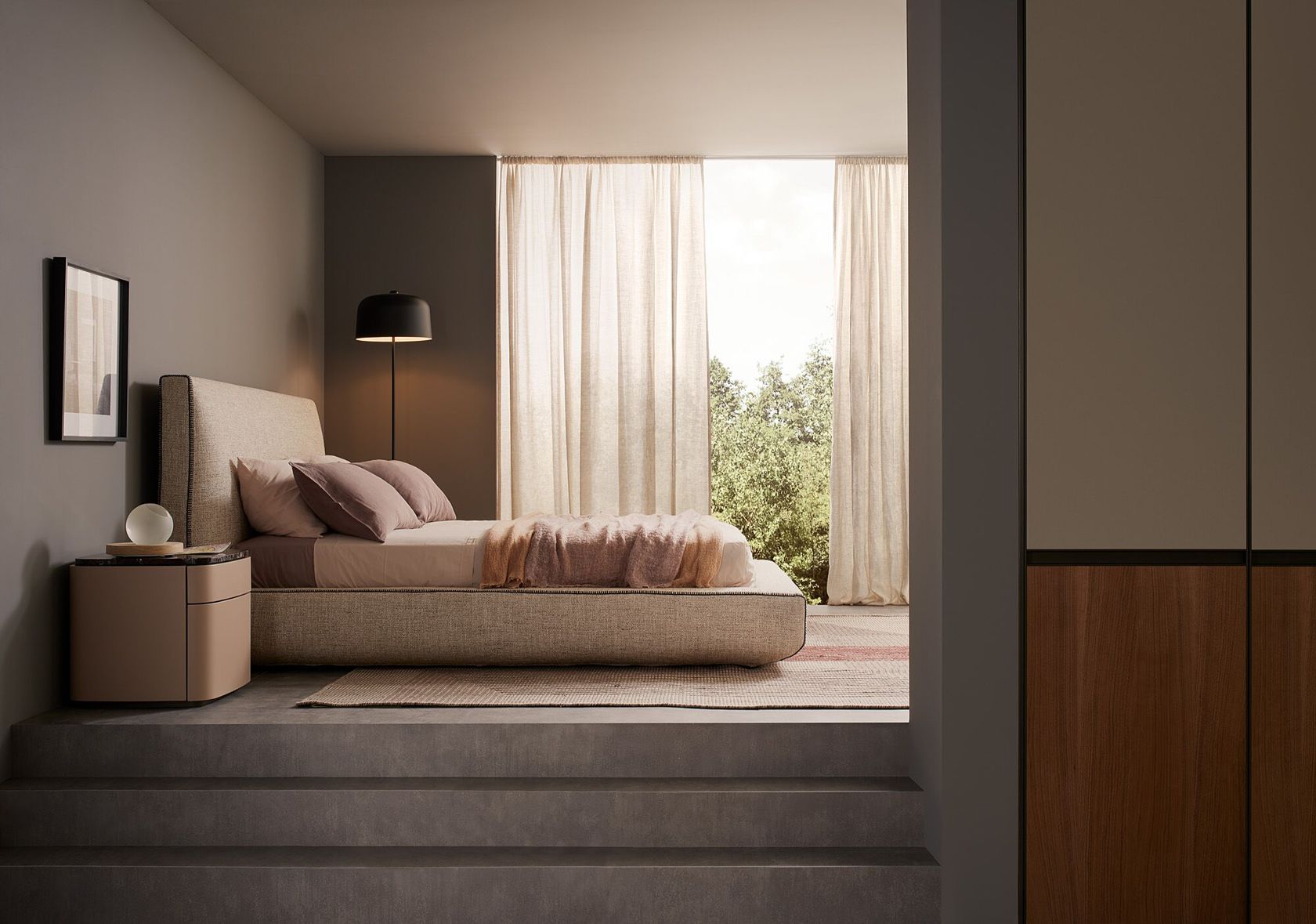 LULLABY Fabric storage bed with upholstered headboard By Lema | design ...