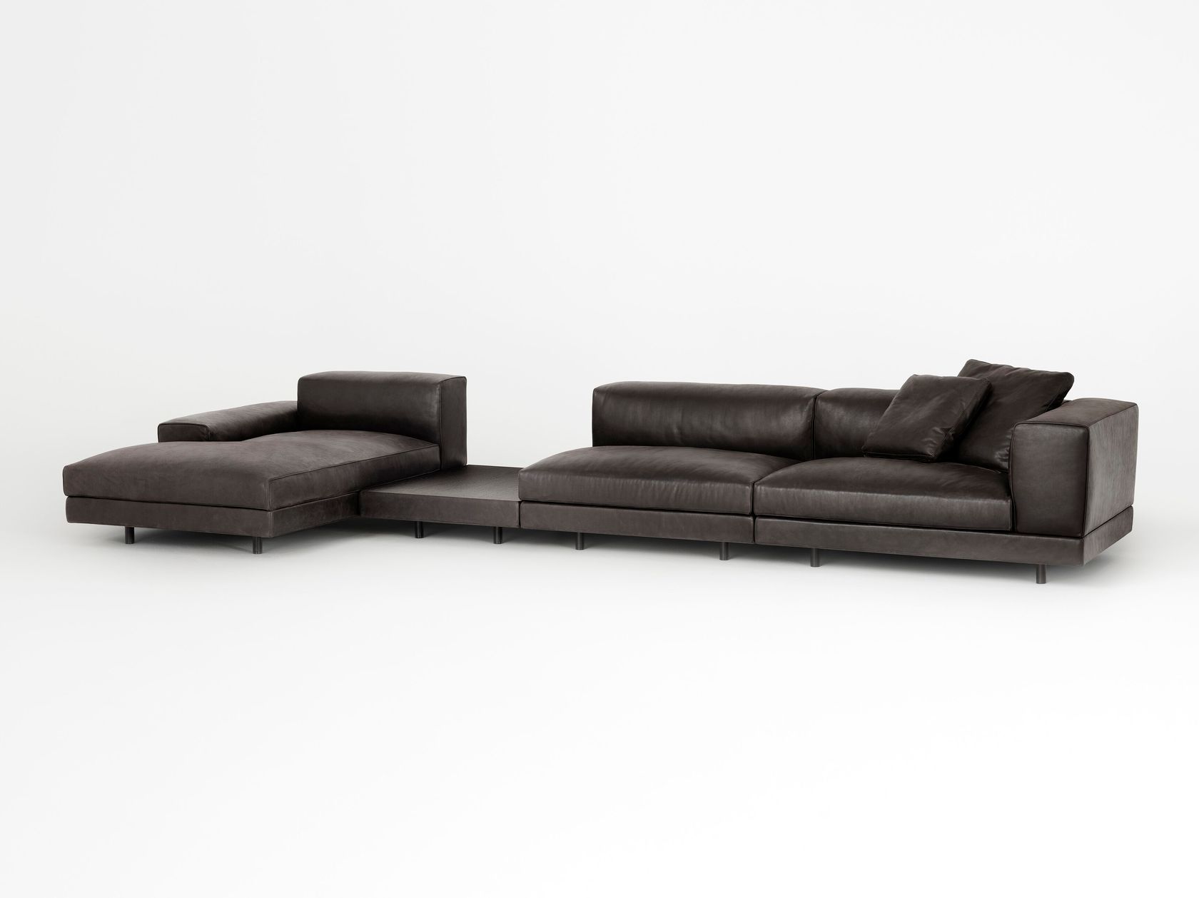 LORENTZ 3 seater modular leather sofa with chaise longue By Living Divani
