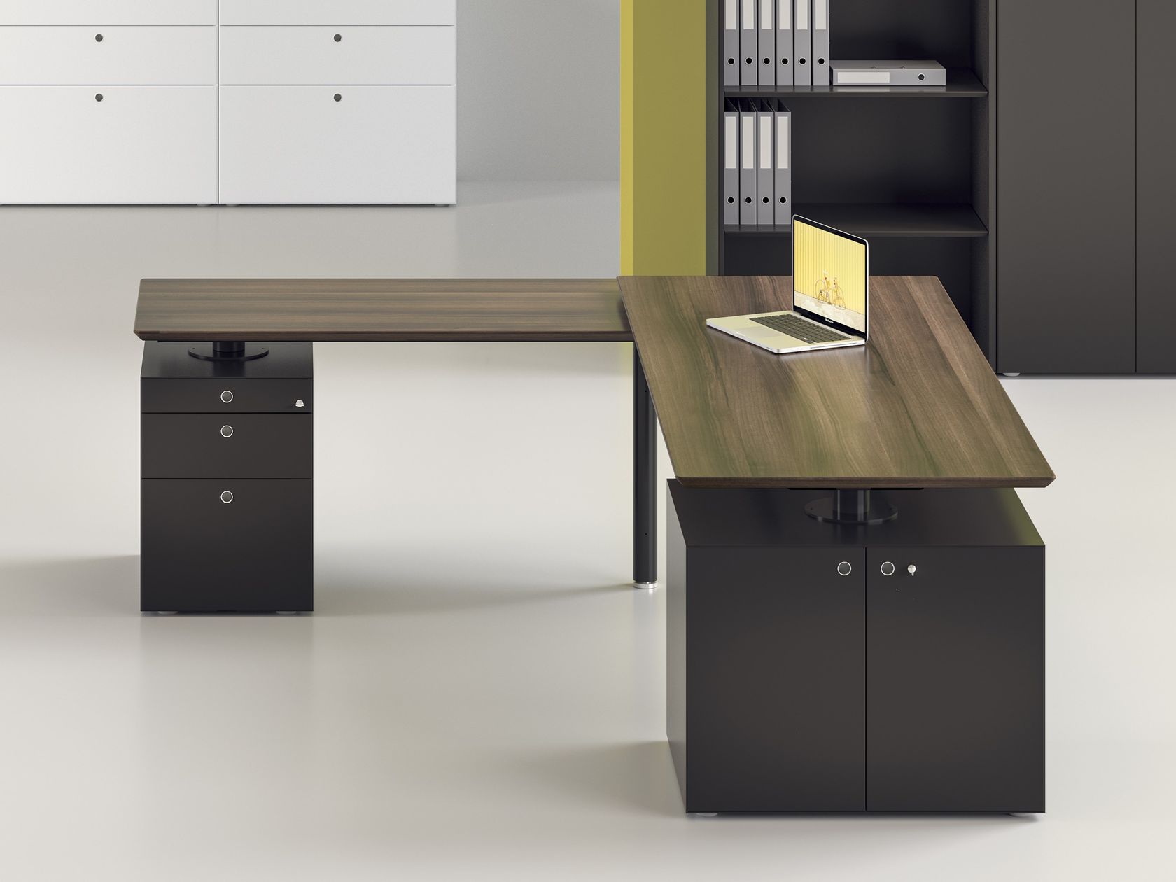 MÈTA Workstation desk with shelves By FANTONI