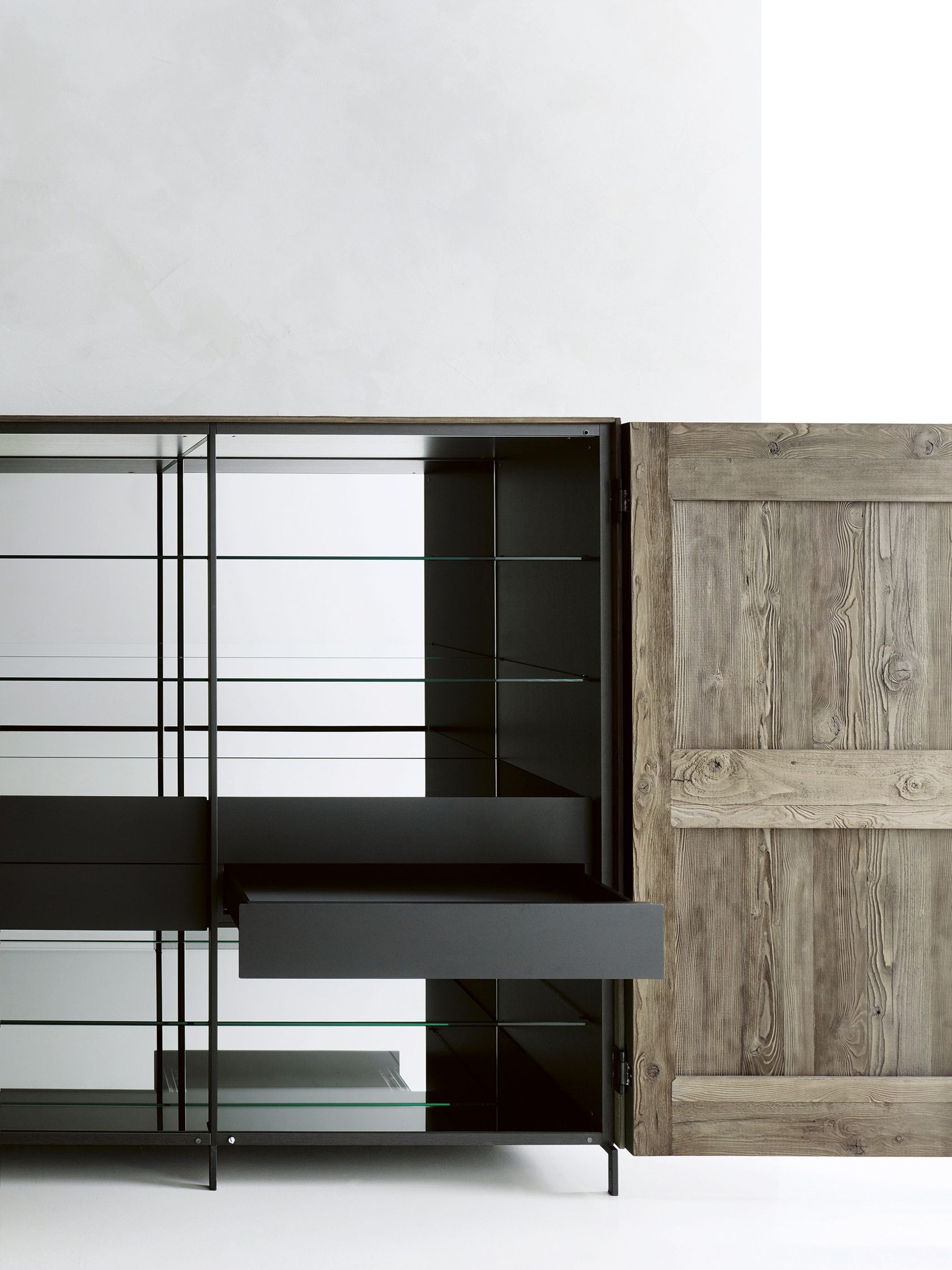 Solid wood highboard with doors MADIA By Boffi design Piero Lissoni