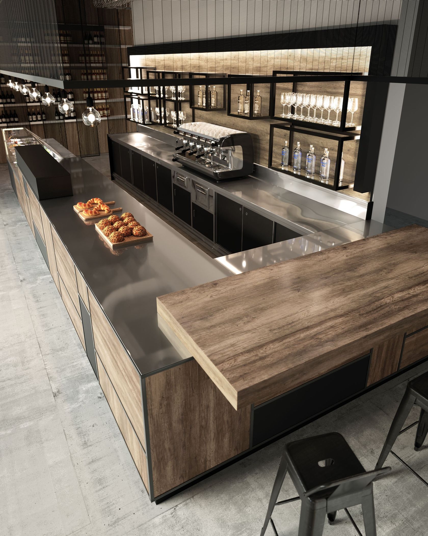 Wooden bar counter MADISON By Frigomeccanica