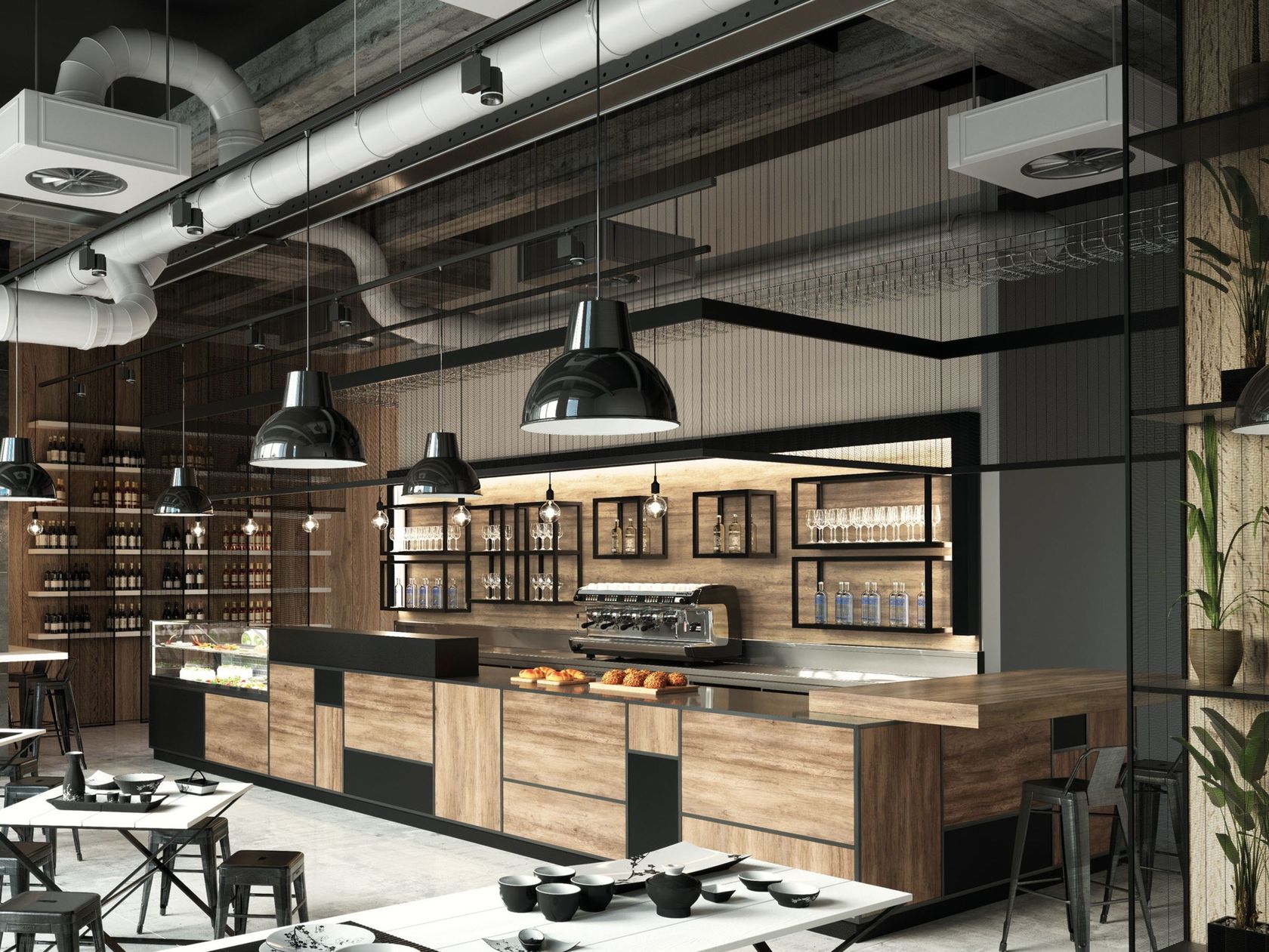 Wooden bar counter MADISON By Frigomeccanica