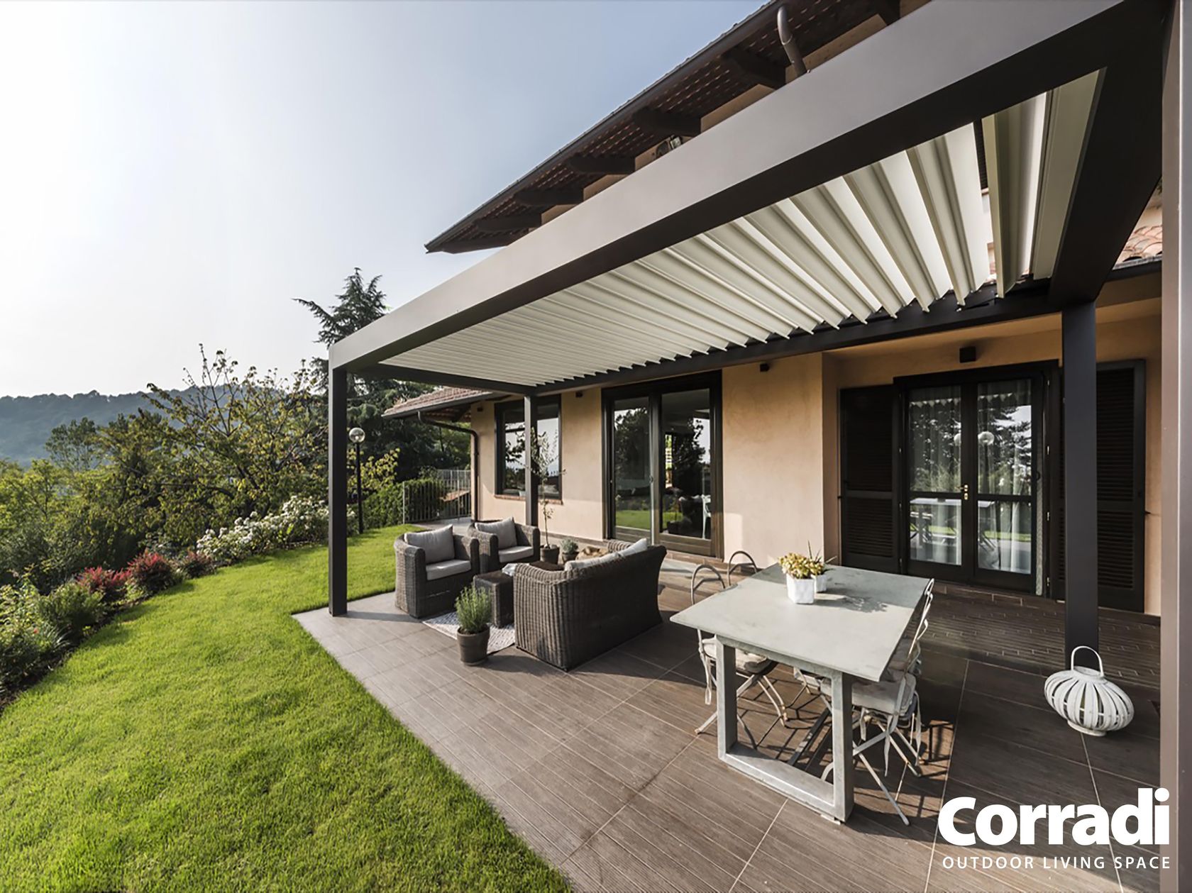 MAESTRO | Pergola with adjustable louvers Aluminium pergola with ...