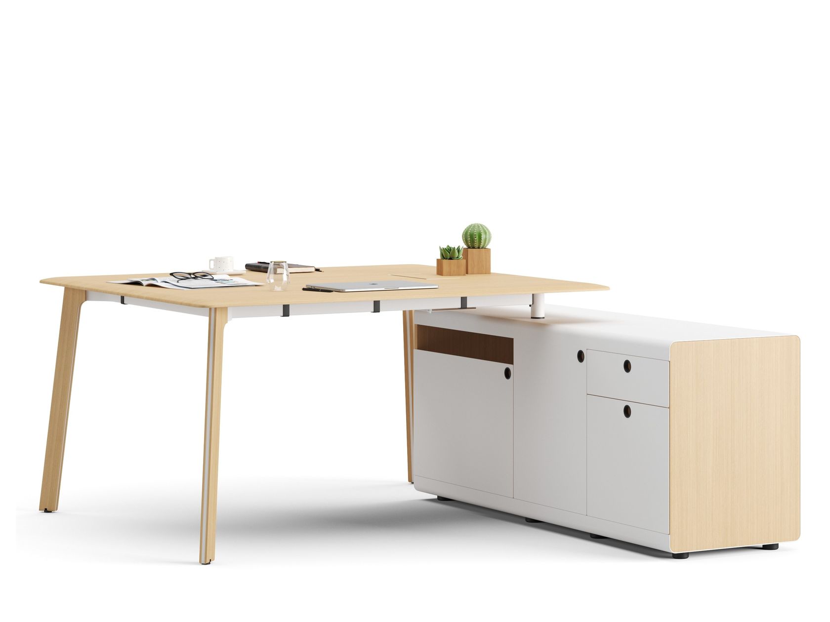 MAGRO Rectangular wooden executive desk with drawers By Ersa