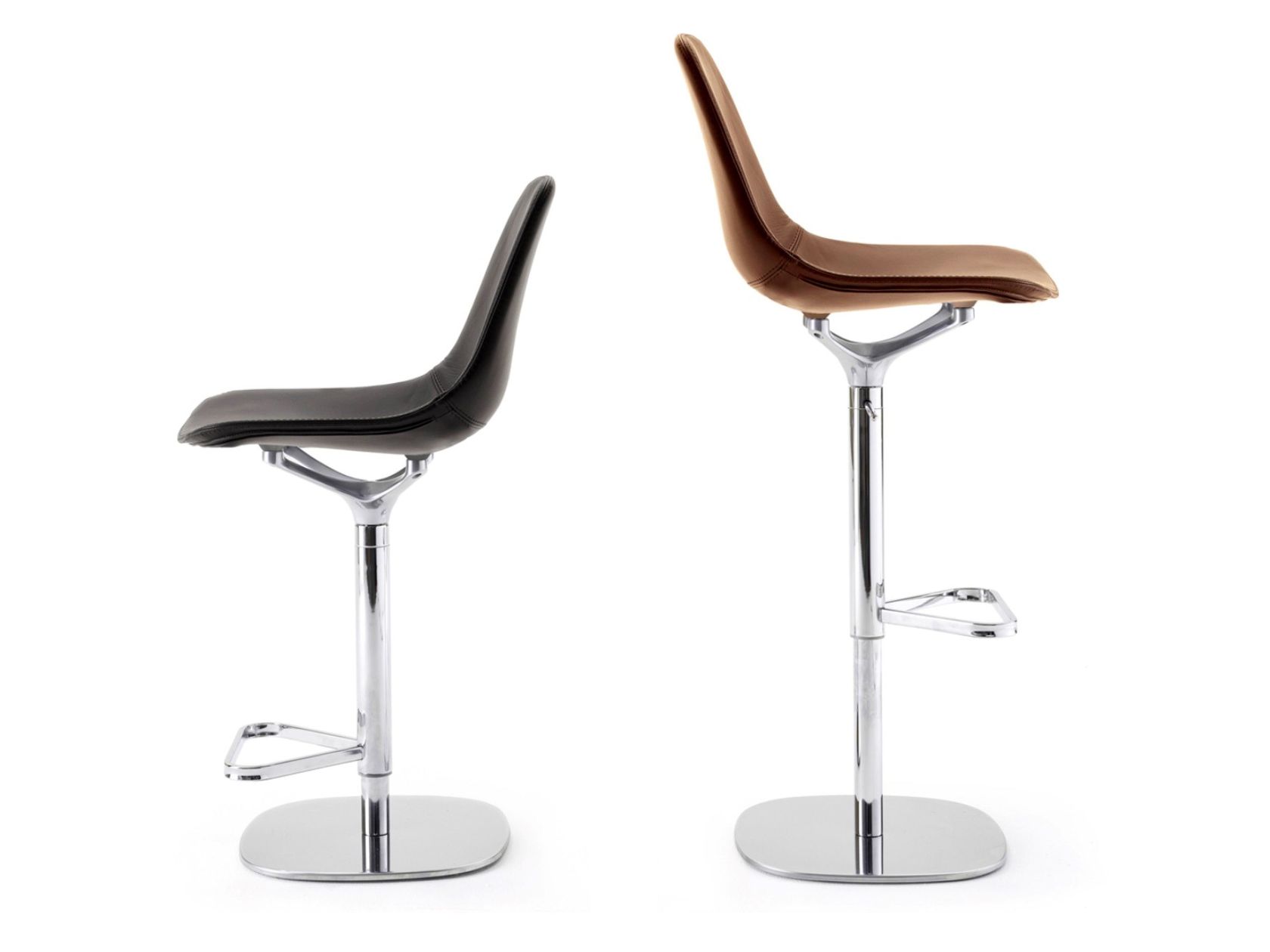 MAMMAMIA STOOL Taburete giratorio de cuero regulable en altura By ...