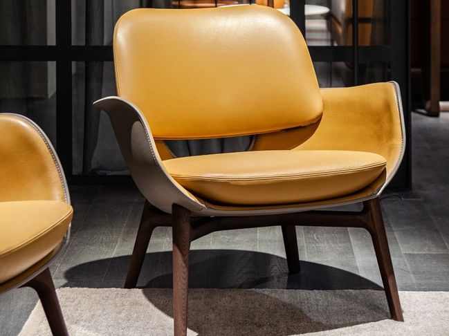MARTHA Upholstered leather armchair with armrests By Poltrona Frau ...