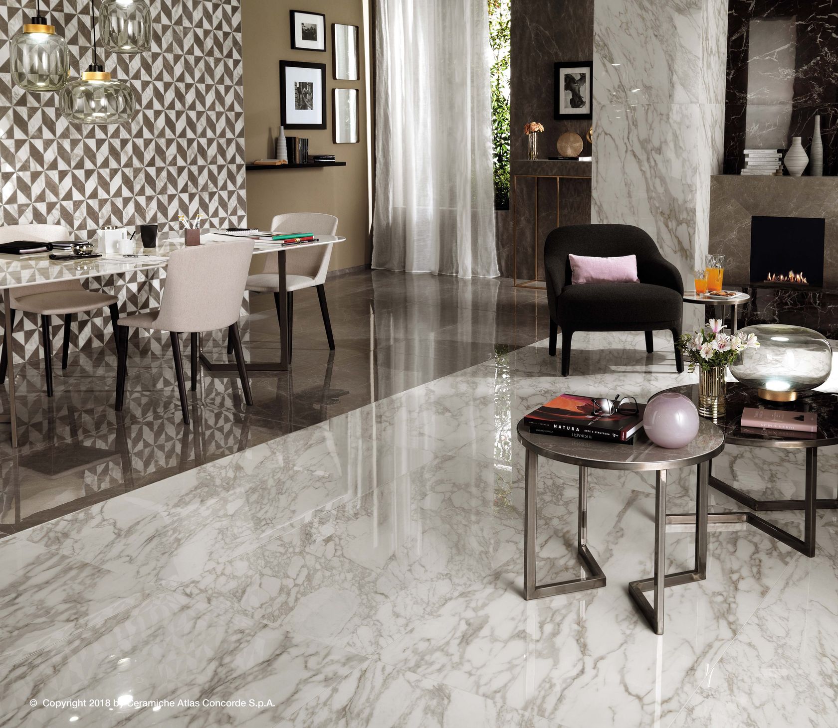 MARVEL EDGE Porcelain stoneware flooring with marble effect By Atlas ...