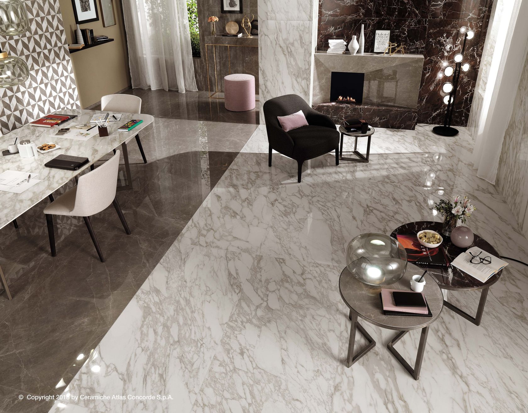 MARVEL EDGE Porcelain stoneware flooring with marble effect By Atlas ...