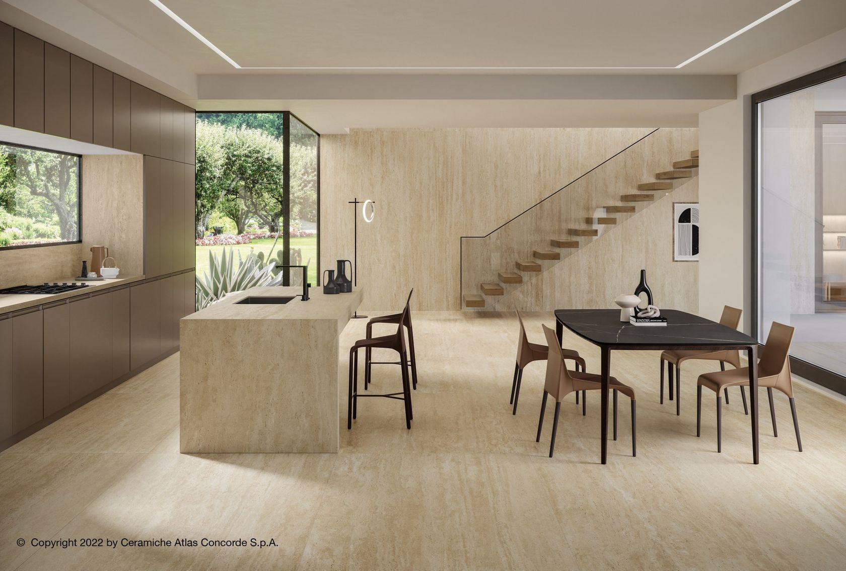 MARVEL TRAVERTINE Wall/floor tiles with marble effect By Atlas Concorde