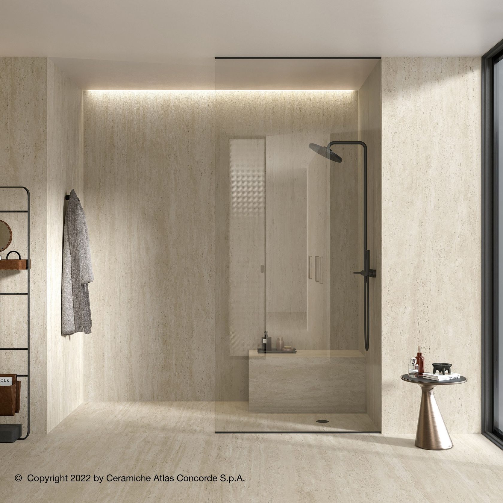 MARVEL TRAVERTINE Wall/floor tiles with marble effect By Atlas Concorde