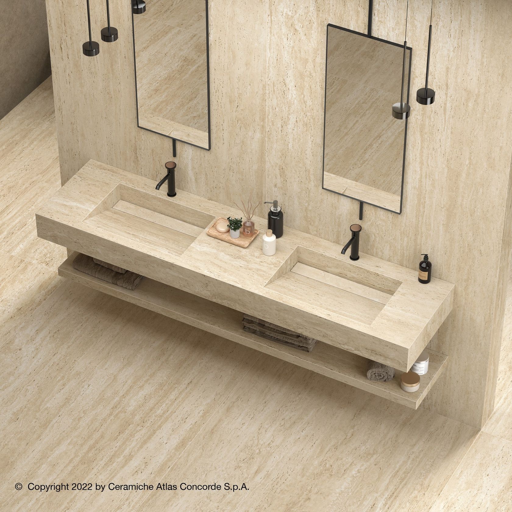 MARVEL TRAVERTINE Wall/floor tiles with marble effect By Atlas Concorde