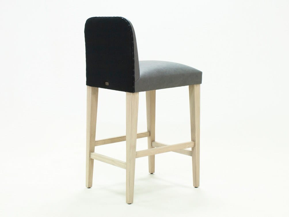 MAURO ORIGINS | Leather stool High leather stool with back with ...