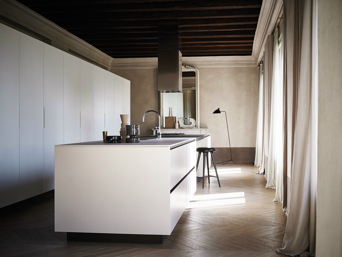 Bush-hammered stoneware kitchen with island MAXIMA 2.2 - EVERLASTING ...