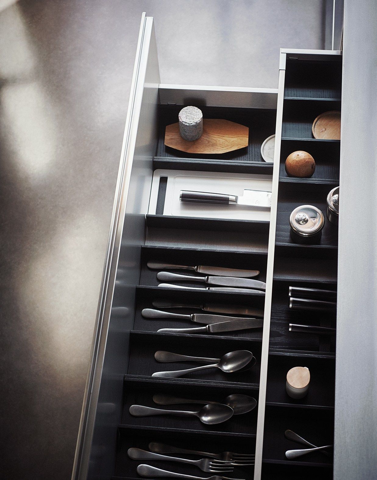 MAXIMA 2.2 - OPEN TECHNOLOGY Stainless steel and Fenix fitted kitchen ...