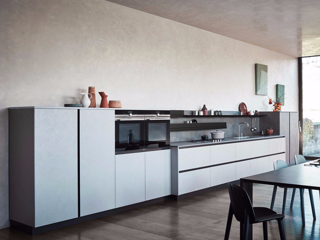 Cocina integral lineal sin tiradores de melamina MAXIMA 2.2 ...