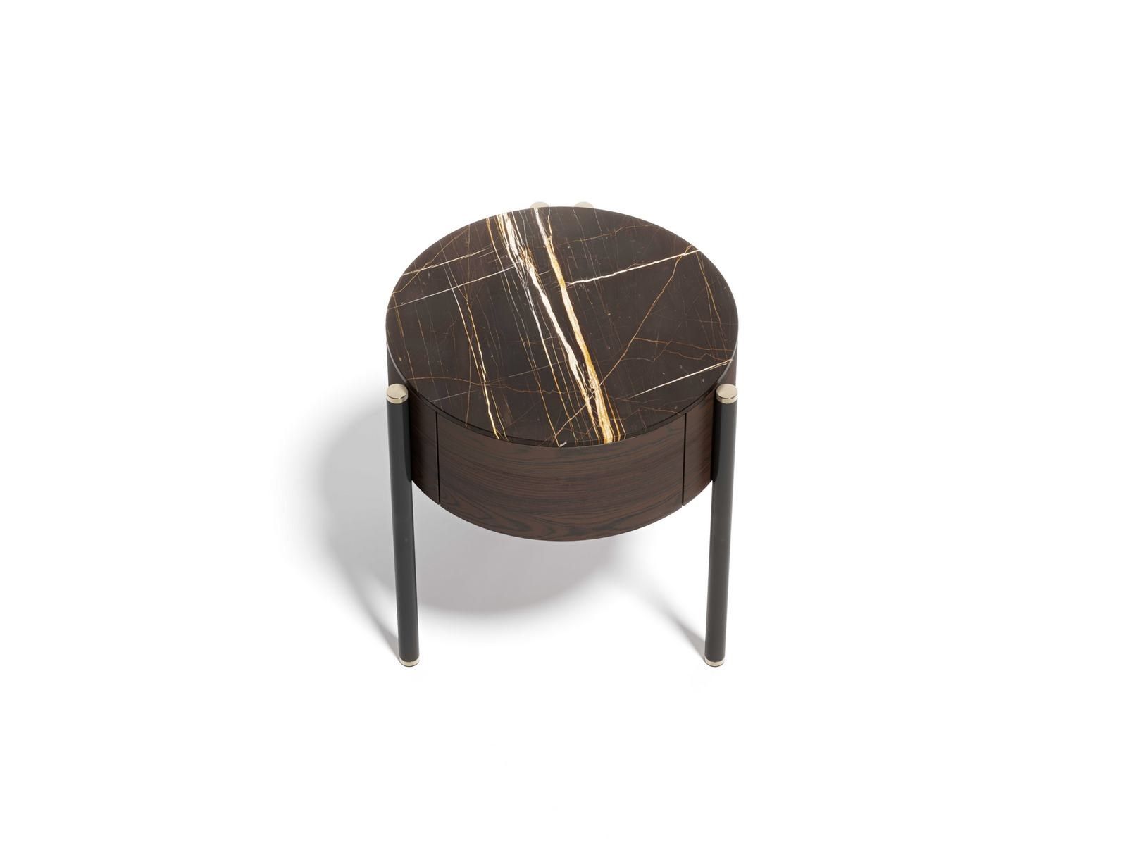 MAYFAIR Round wooden and marble bedside table By Capital Collection