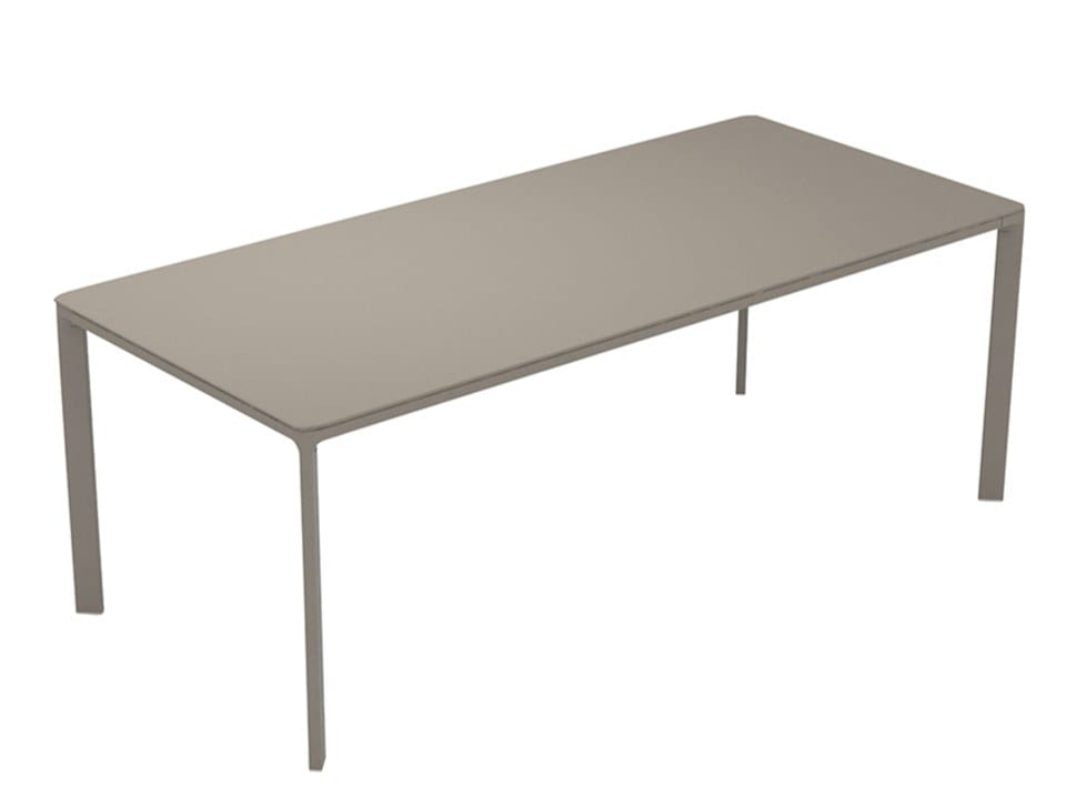 MEET RECTANGULAR Stackable rectangular aluminium garden table By Ezpeleta