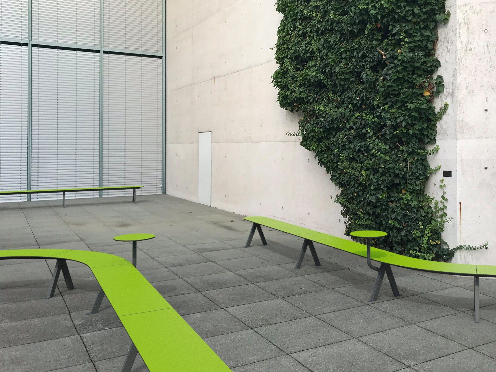 MERLIN Modular backless steel bench By miramondo