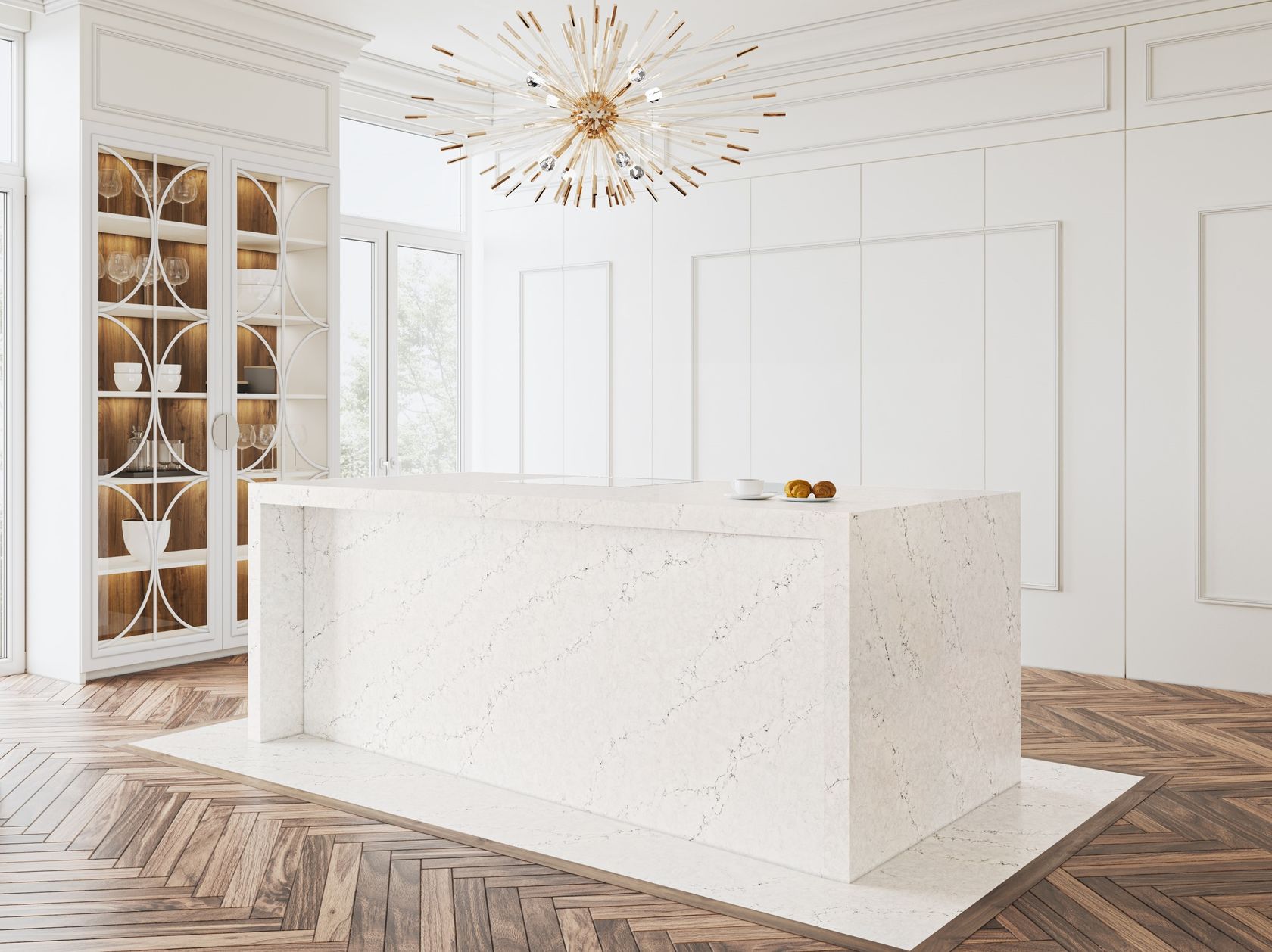 MESSINA Top cucina in pietra ricostruita effetto marmo By Quantra Quartz